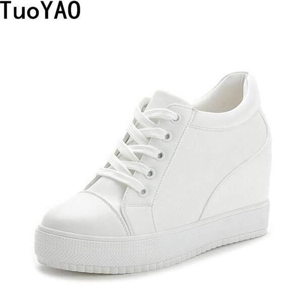 Spring White Hidden Wedge Heels Casual Shoes Woman... – Grandado
