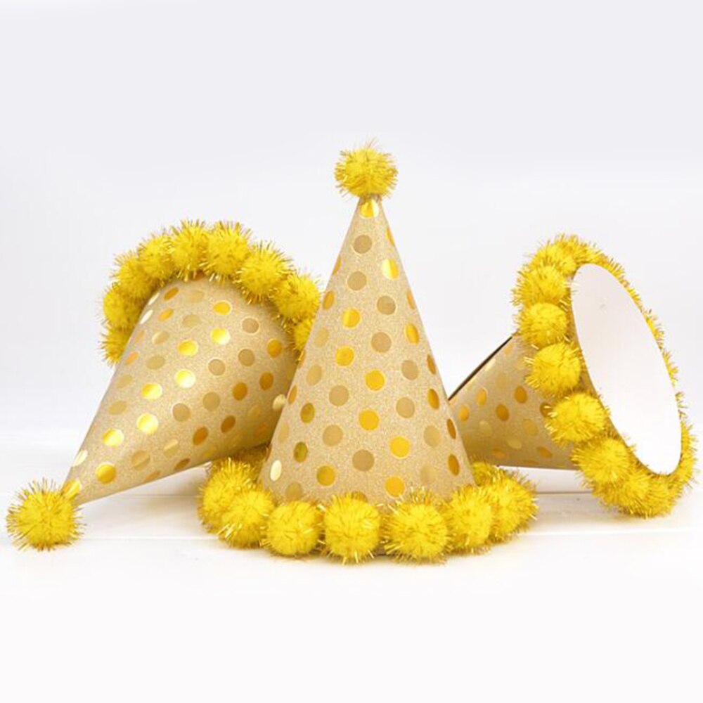 Birthday Paper Hat Shiny Plush Balls Cap Party Sup... – Grandado