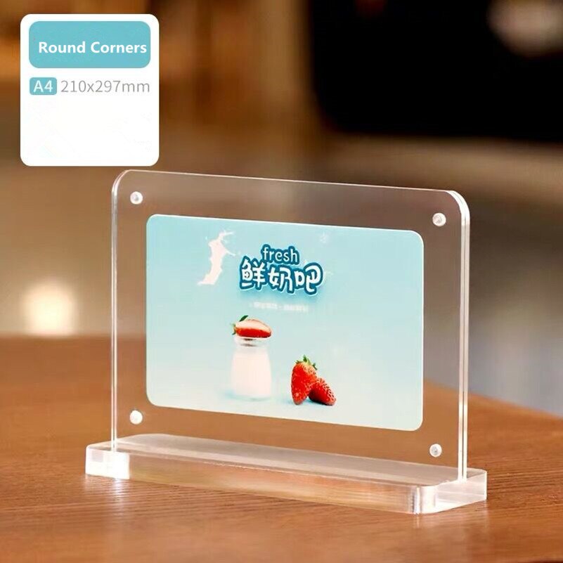 A4 T shape Double Side Magnetic Acrylic Sign Card ... – Vicedeal