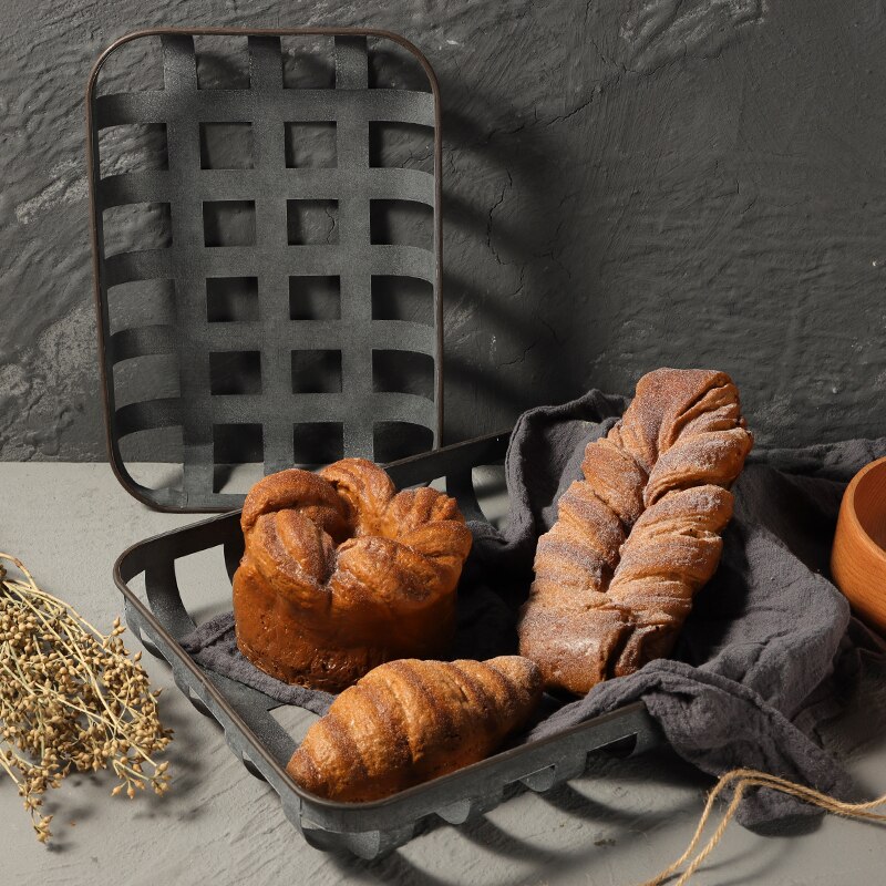 Retro Iron Brood Lade Fruitmand Rechthoekige Strip... – Grandado