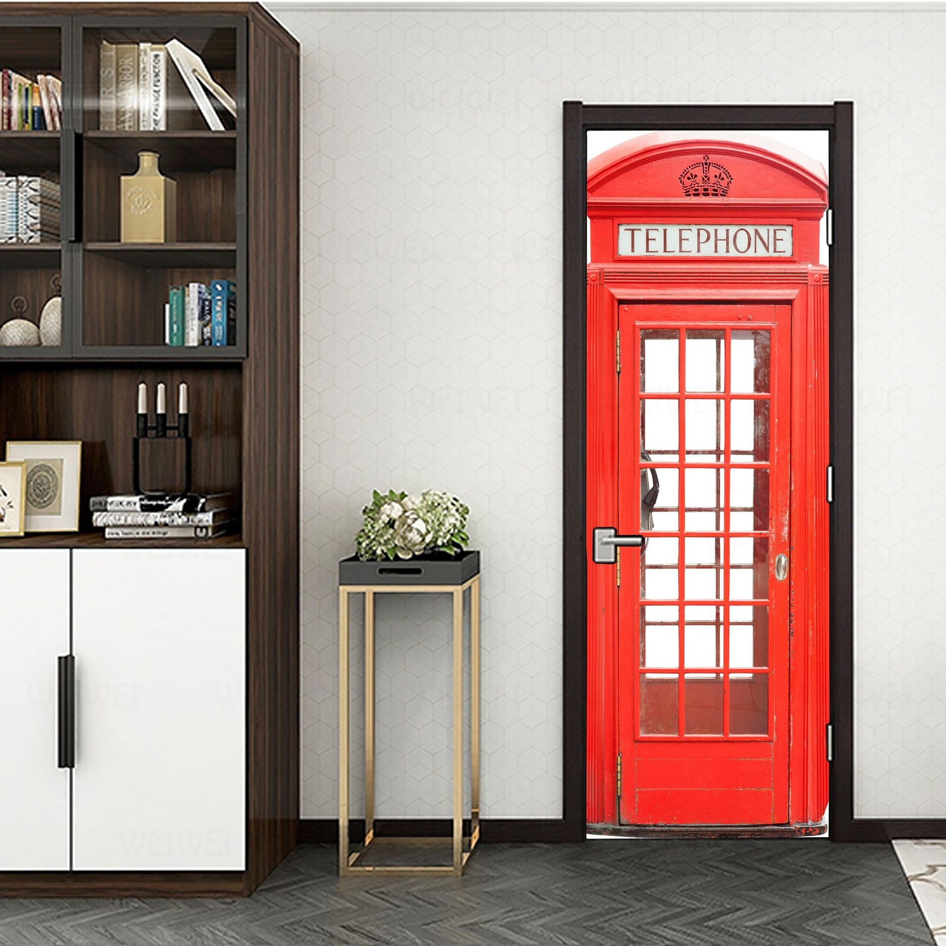 British Telephone Booth Door Stickers Wall Sticker... – Grandado