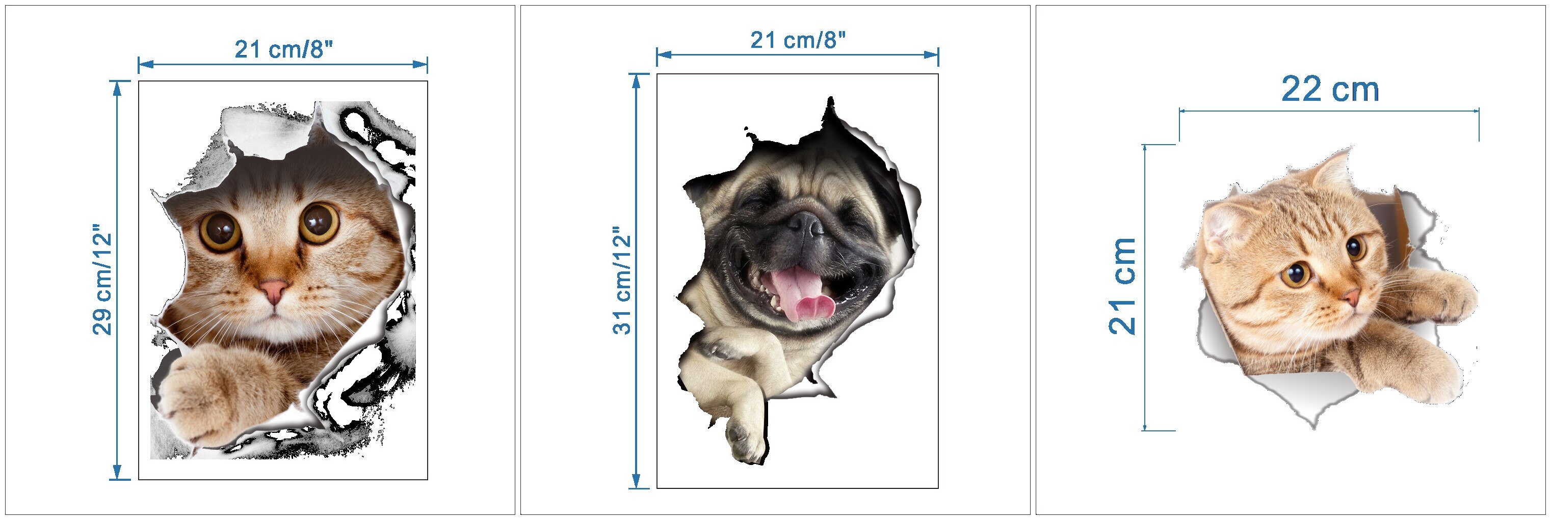Cat dog 3D Smashed Switch Wall Sticker Bathroom To... – Vicedeal