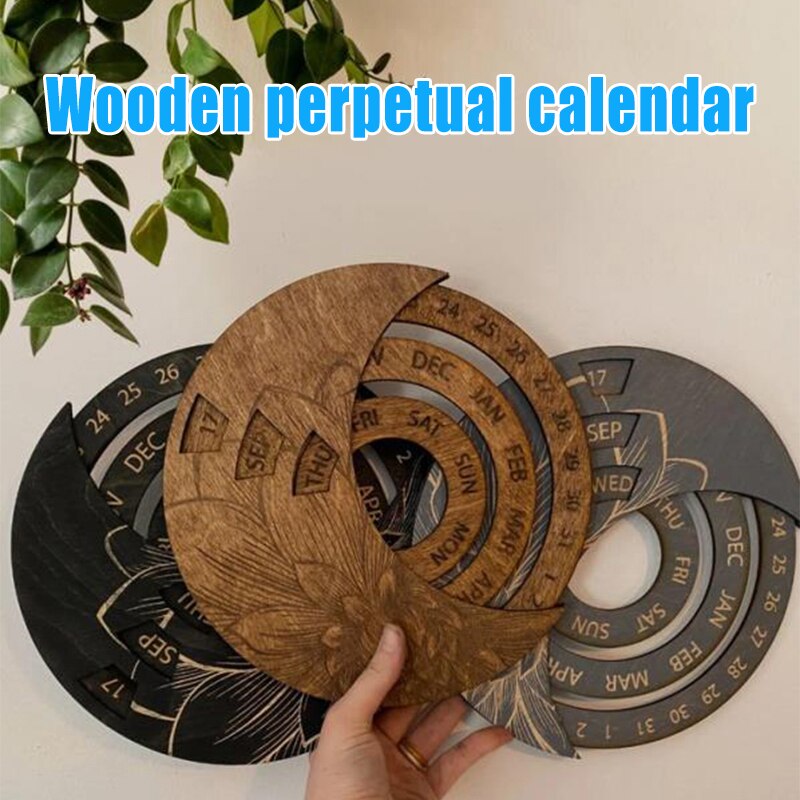 Calendar Multifunctional Wooden Calendar Round Per... – Grandado
