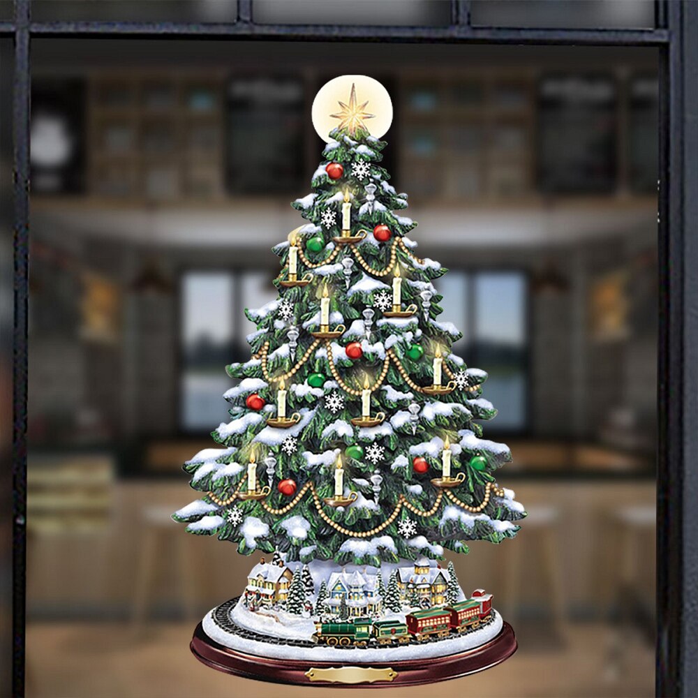 Crystal Christmas tree wall stickers rotating trai... – Grandado
