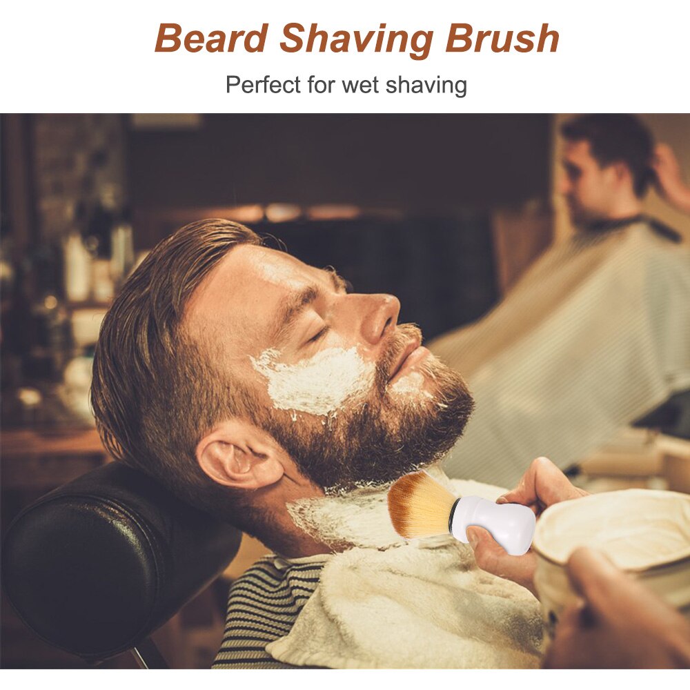 Beard Shaving Brush with White Plastic Handle Mustache Brush for Beard ...