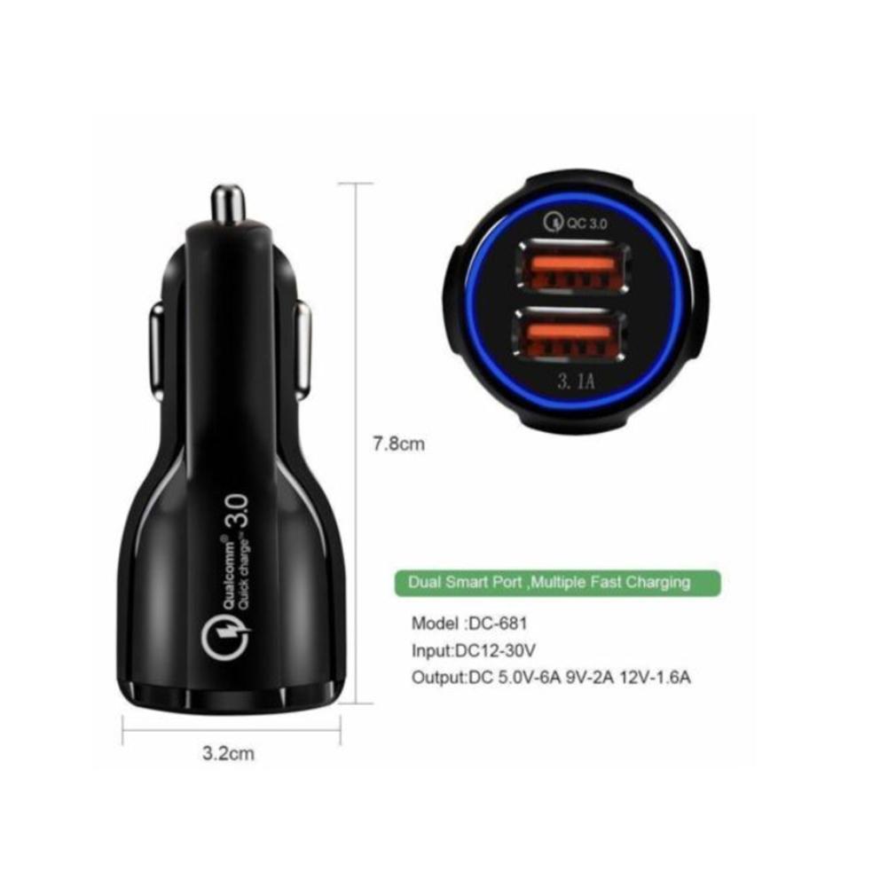 Car Phone Charger QC 3. 0 Car Charger Dual Port Ov... – Vicedeal