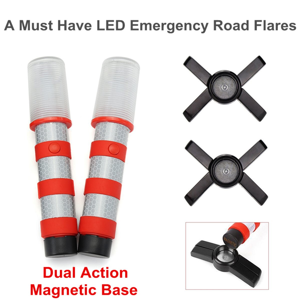 3 In 1 Road Beacon LED Emergency Roadside Flares M... – Grandado