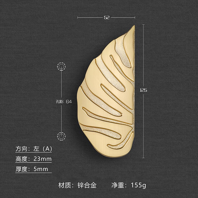 Leaf Handle Black Gold Leaves Cabinet Handles Draw... – Grandado