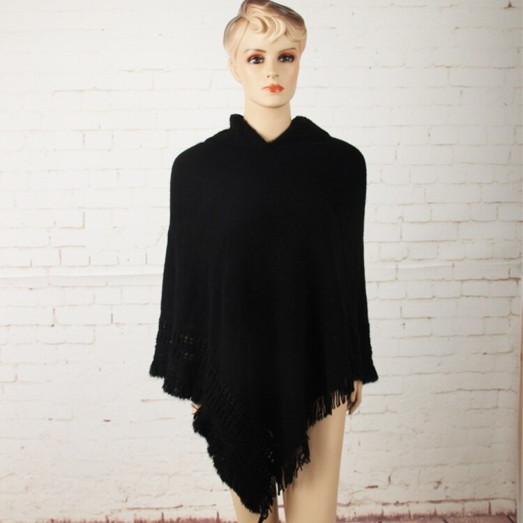 Women's Hooded Poncho Batwing Knit Shawl Cloak Coa... – Grandado