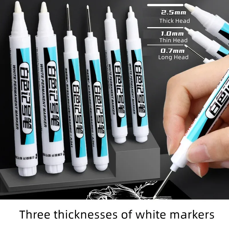 0.7/1.0/2.5MM White Permanent Marker Pens Paint Ma... – Grandado