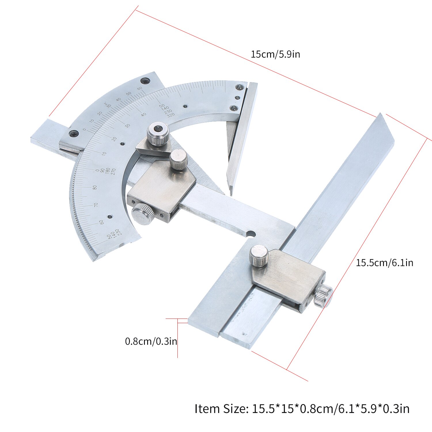 KKMOON Carbon Steel Universal Bevel Protractor 0-3... – Grandado