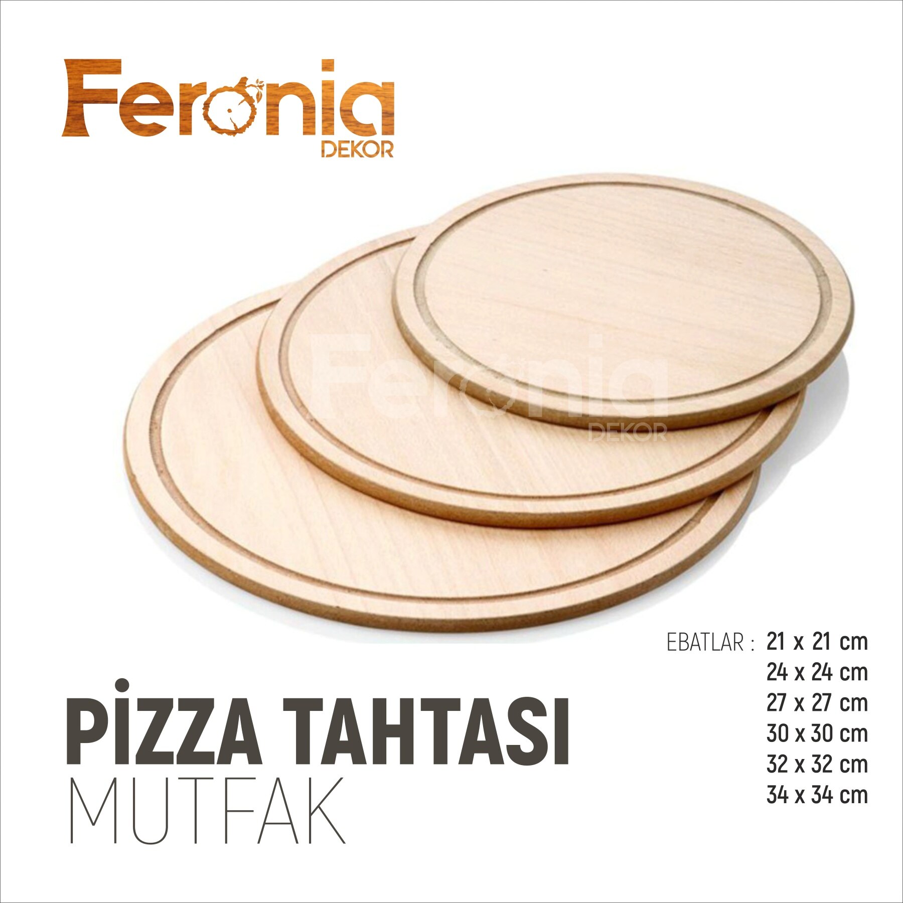 Wood Pizza Board/Pizza plate. Sizes: 21x21cm, 24x2... – Grandado