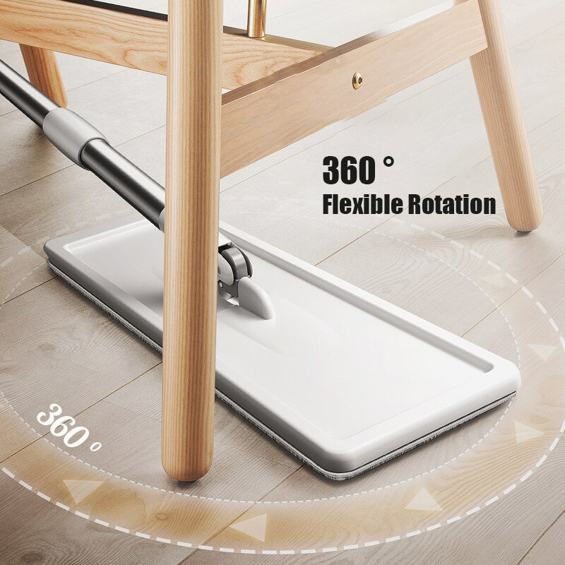 Squeeze Flat Mop and Bucket Kitchen Handle Wash for Floor Wood Magic ...