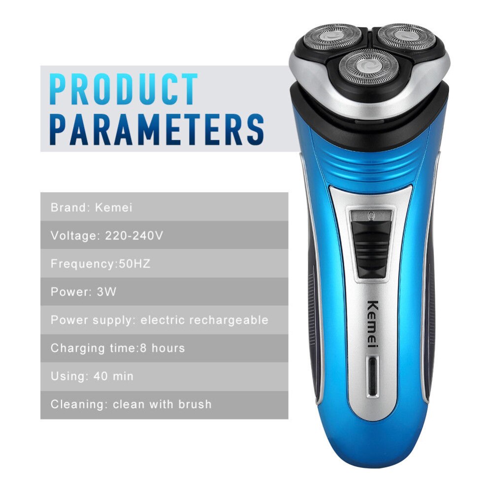Mens Electric Rotary Shaver Rechargeable 3D Triple... – Vicedeal