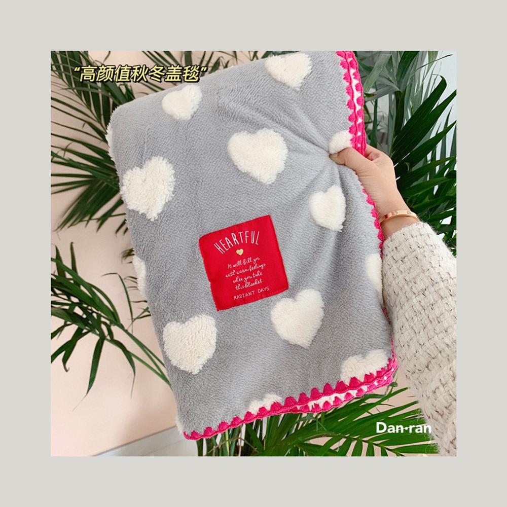 3D Heart Thermal Sherpa Sweet heart Pink Grey Hear... – Grandado