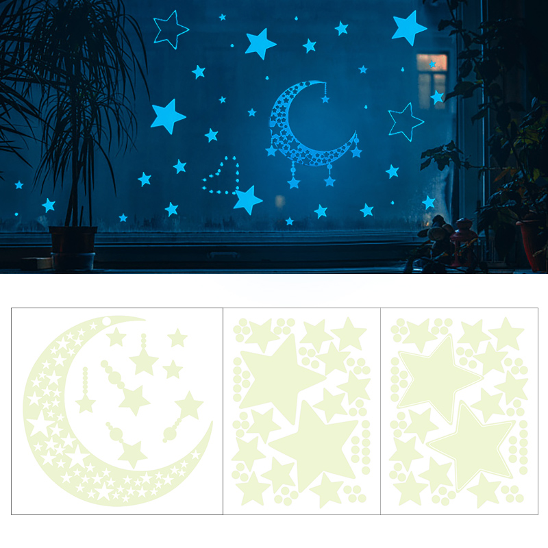 3sheets Luminous Moon Stars Wall Sticker Islamic E... – Grandado