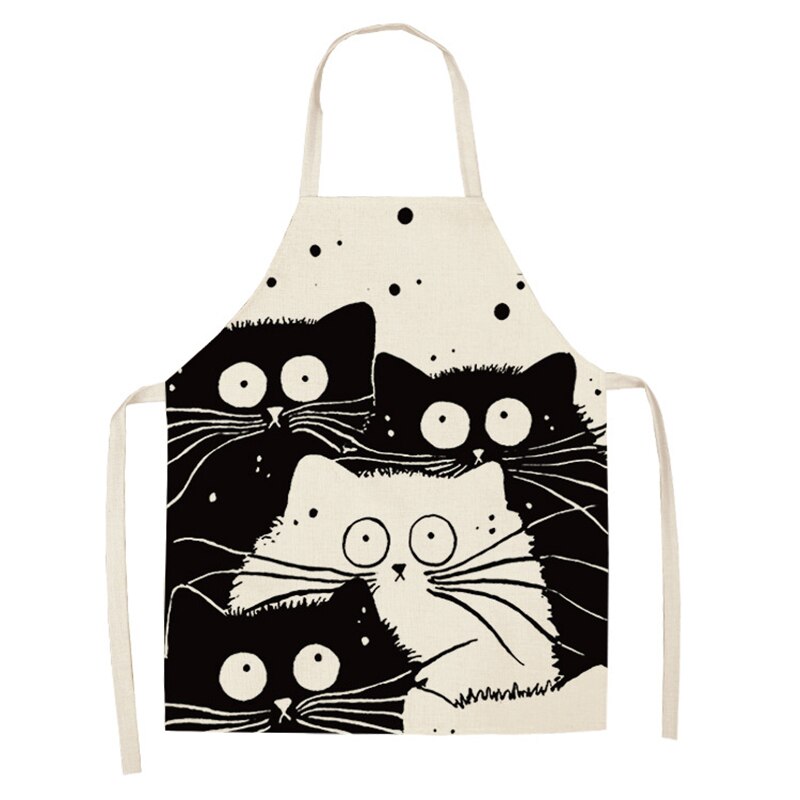 Cotton Linen Kitchen Apron Funny Cat Printed Sleev... – Grandado