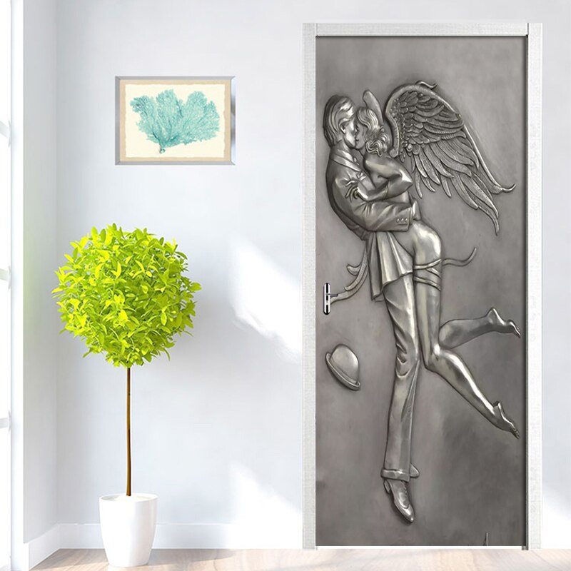 Embossed Couple Angel Door Sticker Bedroom Door De... – Grandado
