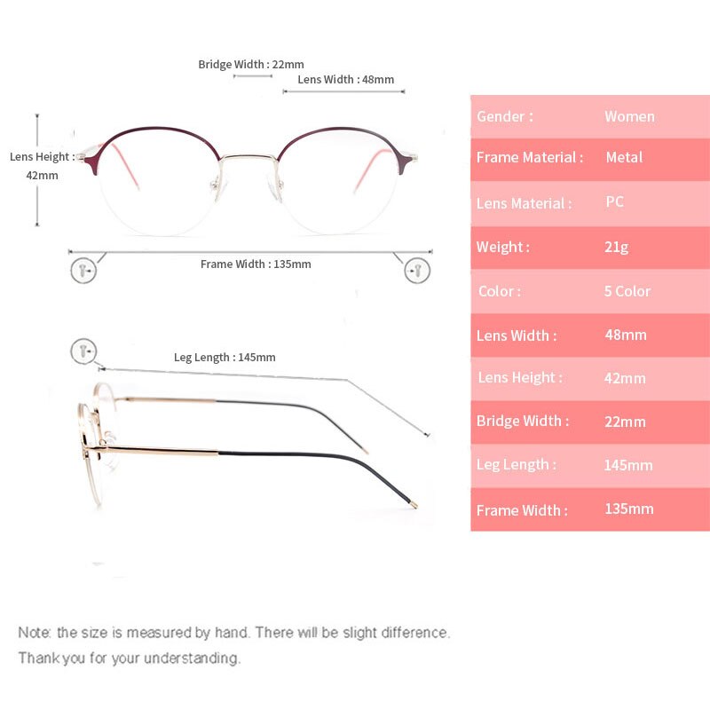 KANDREA Spring Round Women Eyeglasses Classic Meta... – Grandado