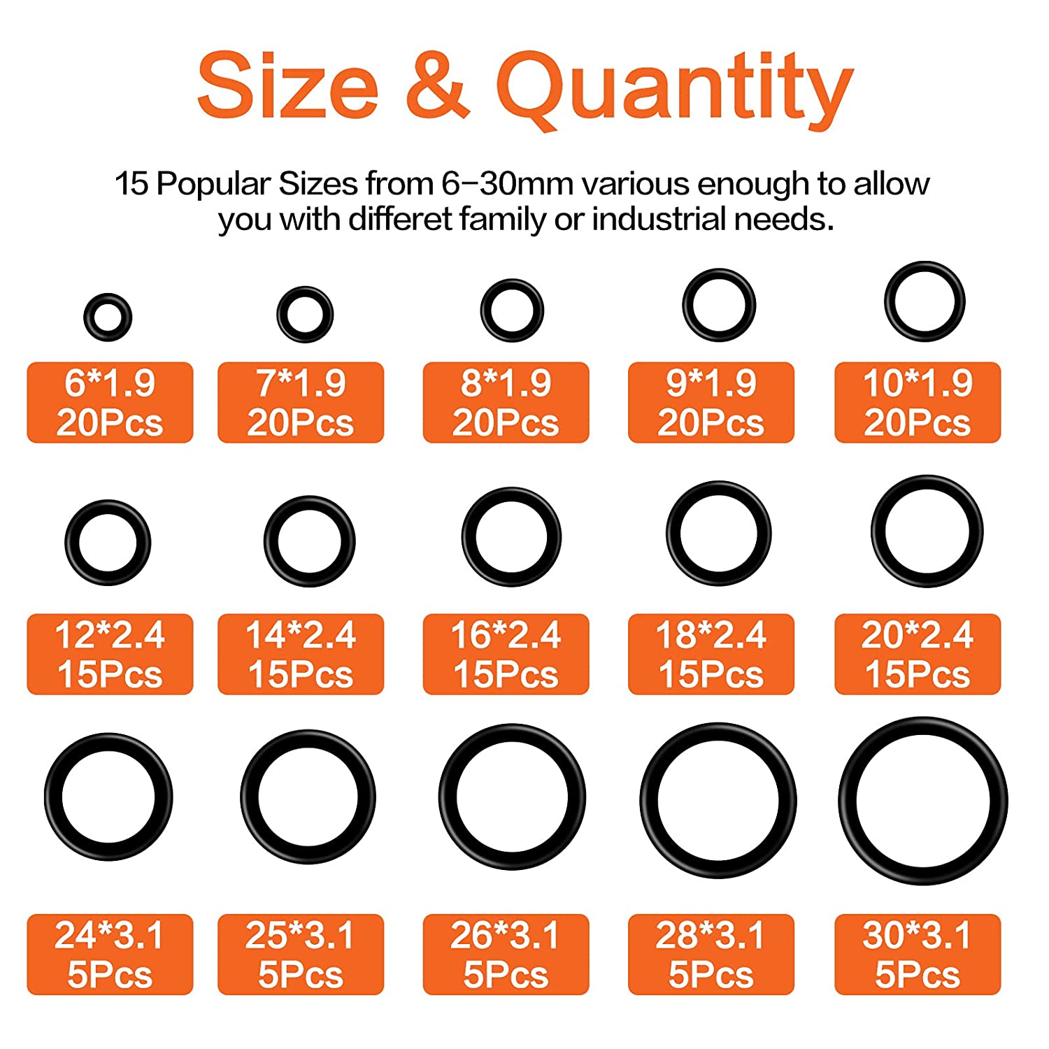 Ensemble assorti de joints toriques en caoutchouc ... – Grandado