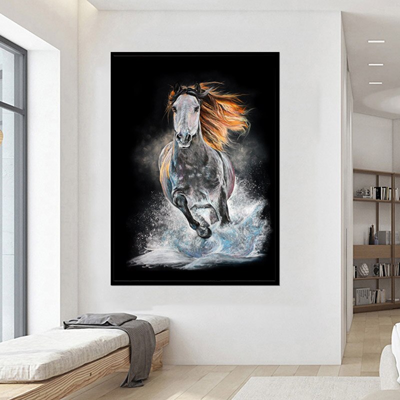 SELFLESSLY Wand Kunst Pferderennen In Wasser Leinw... – Grandado