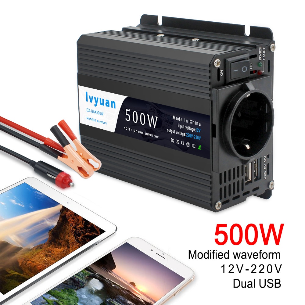 Omvormer 12 V 220 V 500W Eu Auto Omvormer Omvormer... – Vicedeal