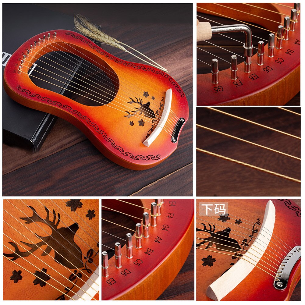 Reindeer 10 Strings Mahogany Lyre Harp String Musi... – Grandado