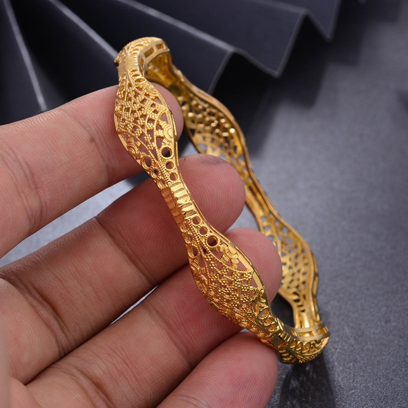 Bangles 4pcs/lot Gold color Bangles for Women Girl... – Grandado