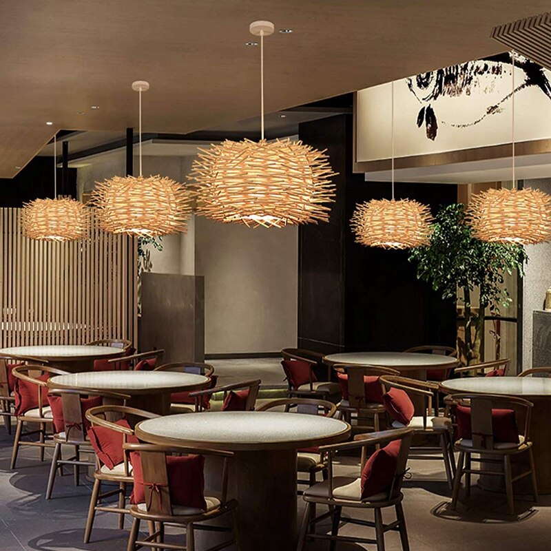 Bird Nest Pendant Lamp Light Nordic Rattan Wicker ... – Vicedeal