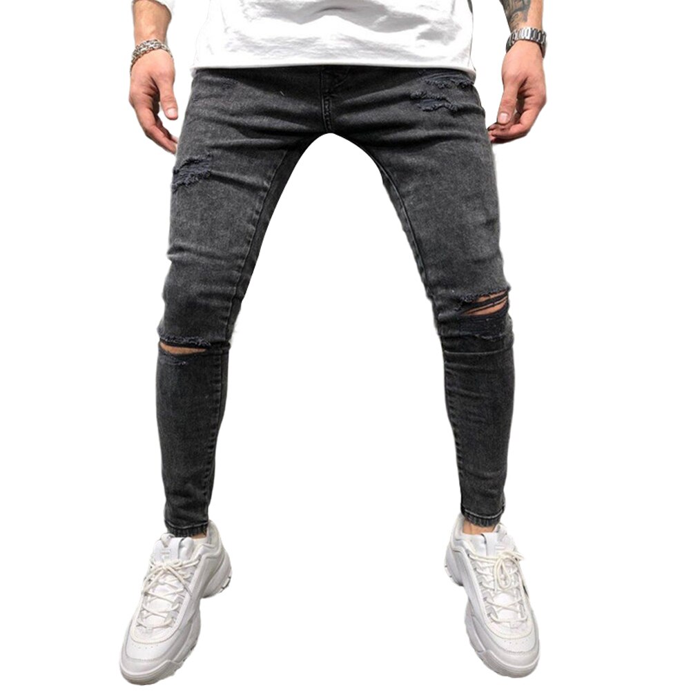 Mode Mannen Skinny Fit Ripped Broek Vernietigd Com... – Grandado