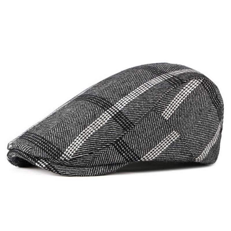 Wool Plaid Winter Flat Cap For Men Vintage Grid Ma... – Vicedeal