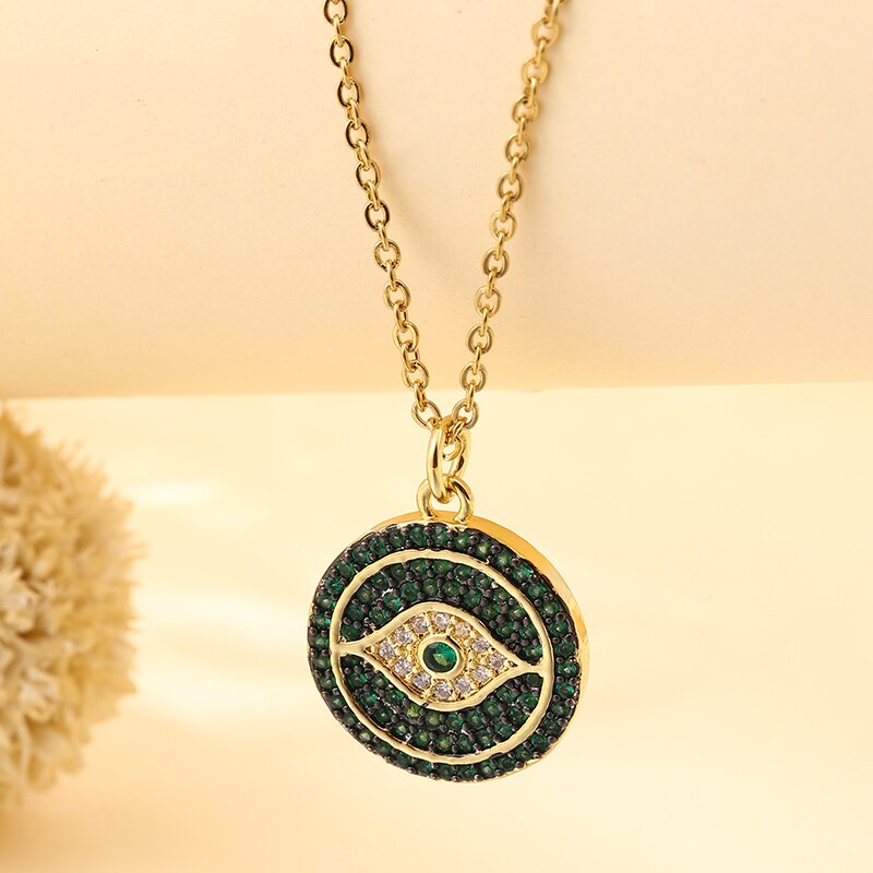 Vintage Stainless Steel Color CZ Demon Eye Pendant... – Grandado