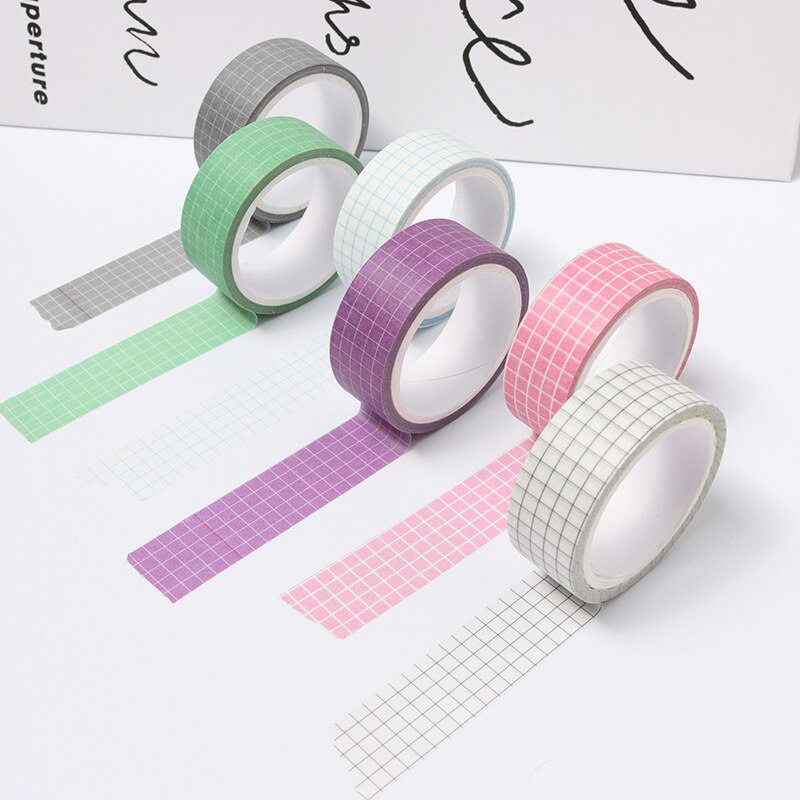 1.5cm*5m Student Cute Plaid Journal Washi Tape Bas... – Grandado