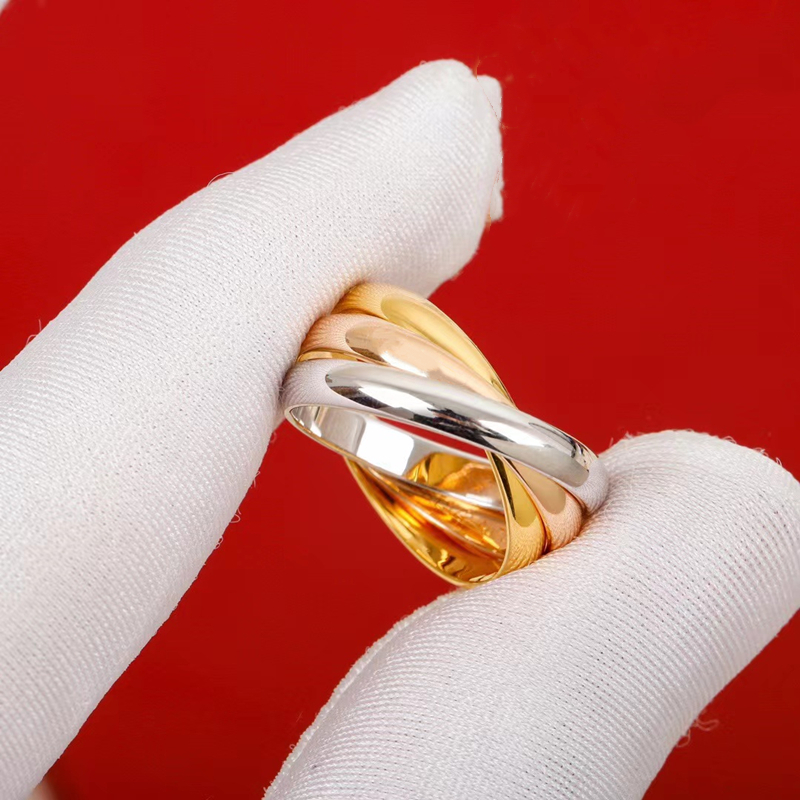 European and American sterling silver three-ring g... – Grandado