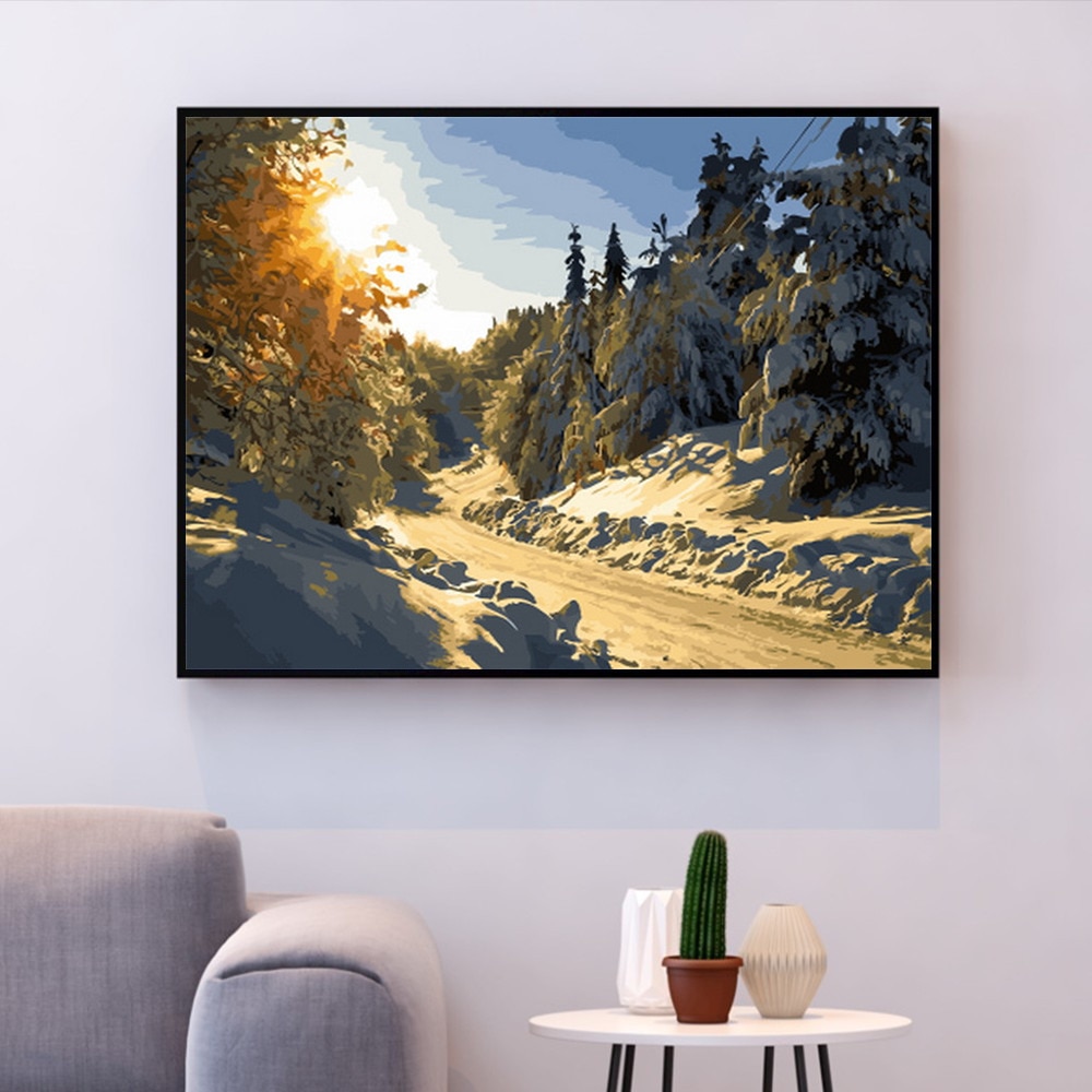 HUACAN DIY Oil Painting By Numbers Snow Tree Pictu... – Grandado