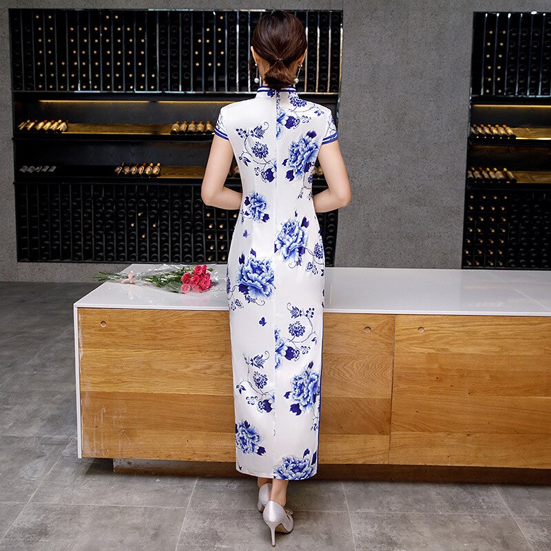 Sheng Coco Blue And White Chinese Dress Qipao Cheo... – Grandado