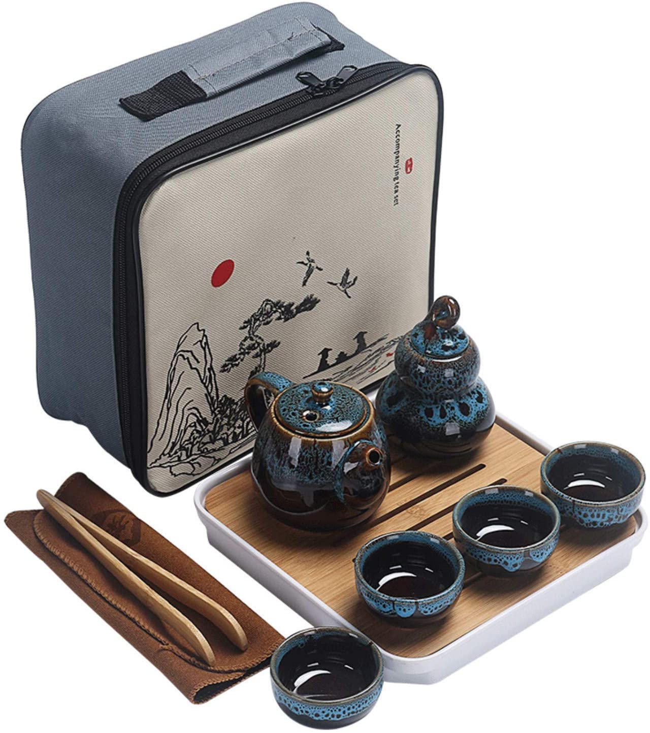 Kungfu Tea Set, Portable Travel Tea Set with Teapo... – Grandado