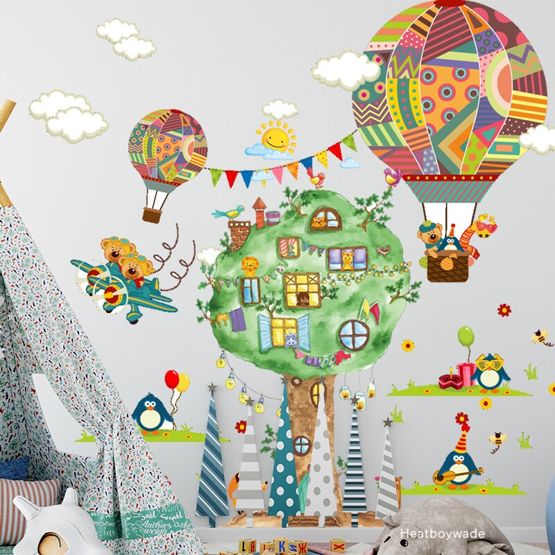 2 Pcs Cartoon Dieren Boom Muurstickers Kinderkamer... – Grandado