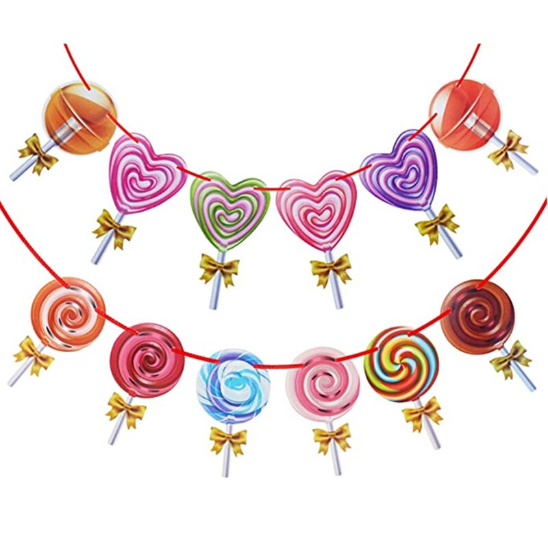 Sweet Lollipop Banner Rainbow Candy Hanging Buntin... – Vicedeal