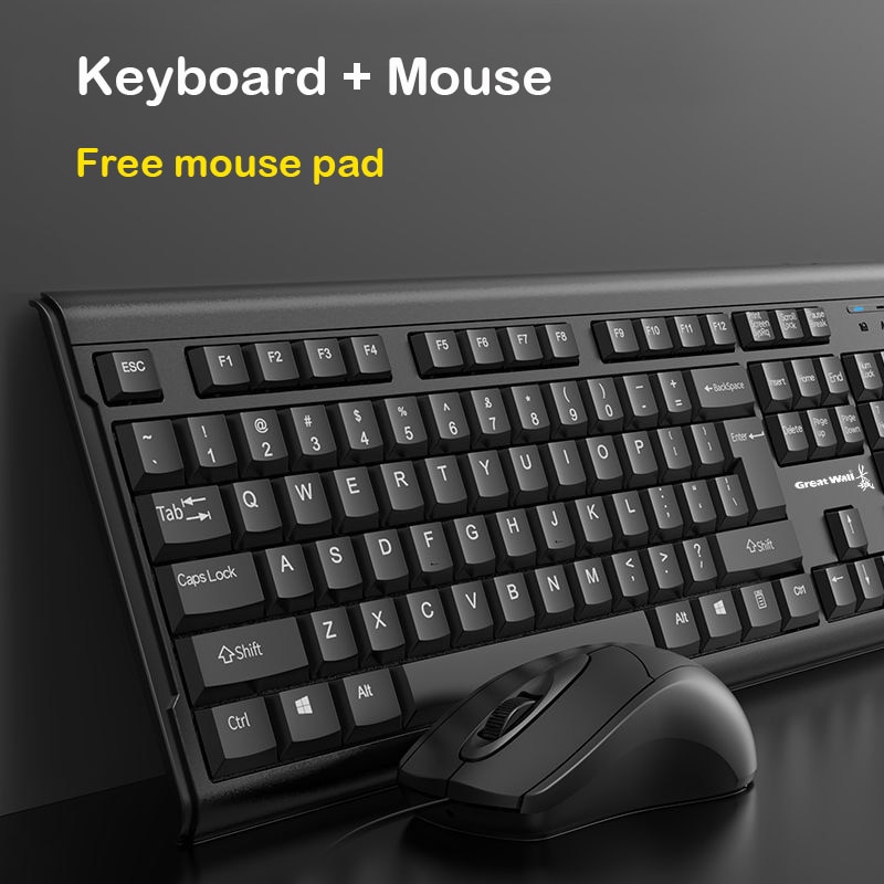 104 Keys Wired Keyboard Mouse Set waterproof Offic... – Vicedeal
