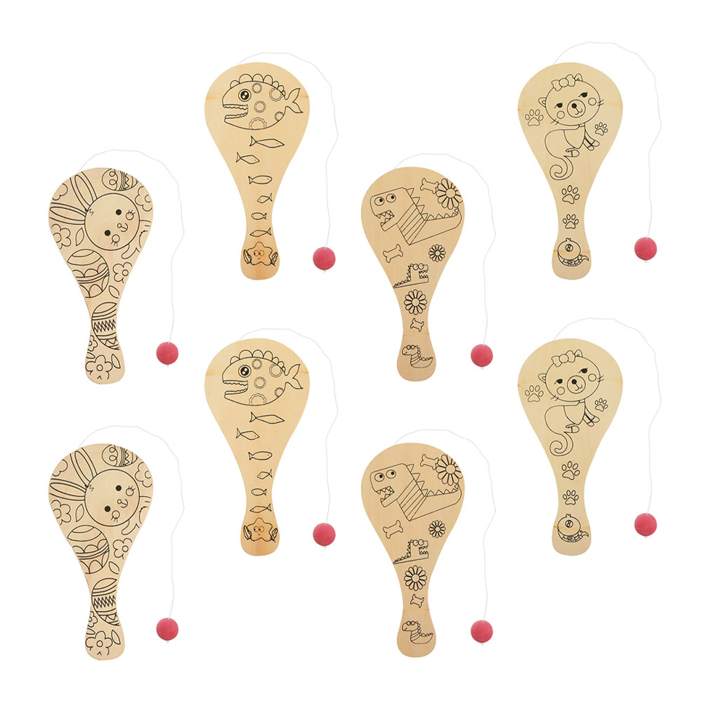 8pcs DIY Wooden Rackets Paddle Shape Wooden Racket... – Grandado