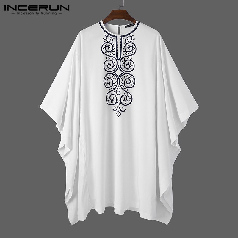 INCERUN Men Muslim Kaftan Print Loose Flare Sleeve... – Grandado