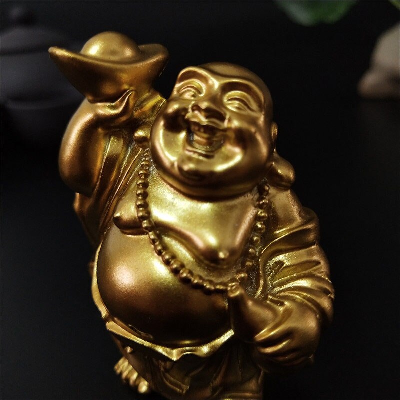 Golden Laughing Buddha Statue Chinese Feng Shui Re... – Grandado