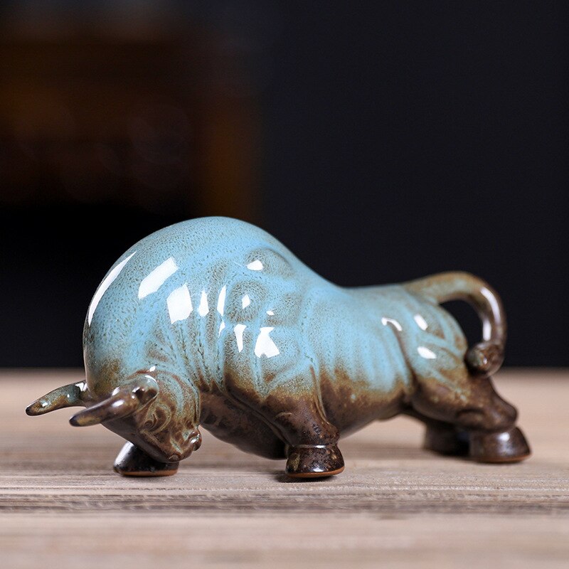 Bull Sculpture Ceramic Bulls Statue Home Decor Sta... – Grandado