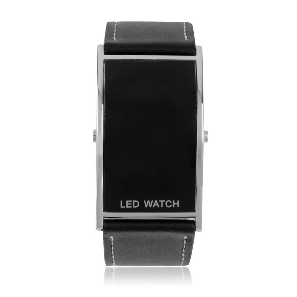 Black LED Watch For Men Women Sports Casual Leathe... – Grandado
