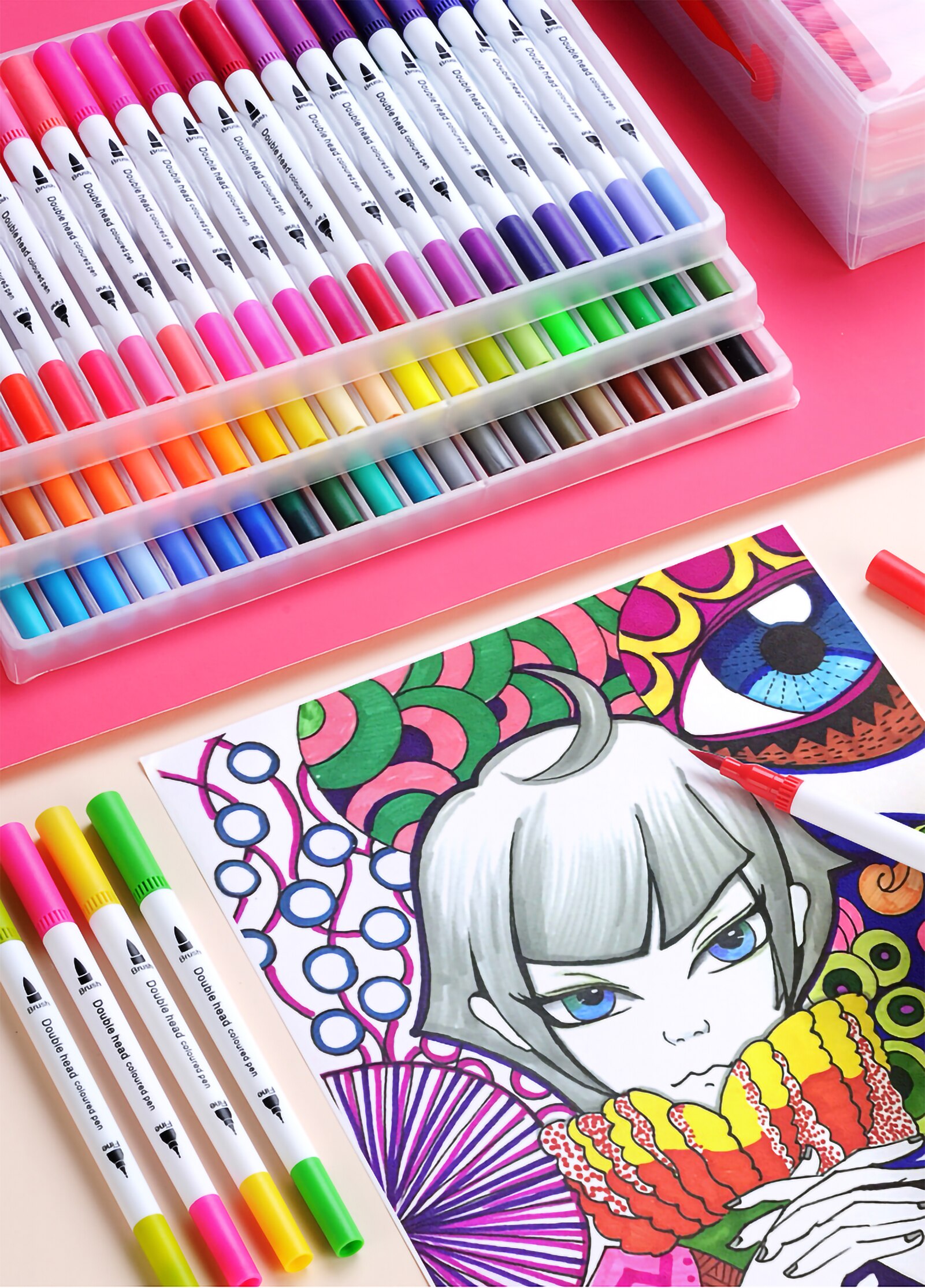 100 Colors Dual Tips Brush Pens Art Markers Brush ... – Vicedeal
