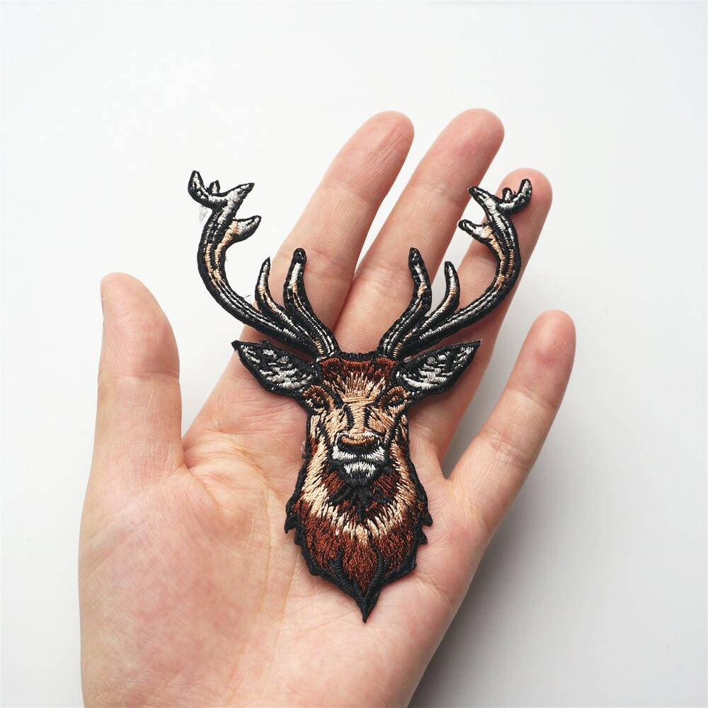 Brown Elk Deer Embroidered Patches Sew Iron On Badges For Clothes DIY ...