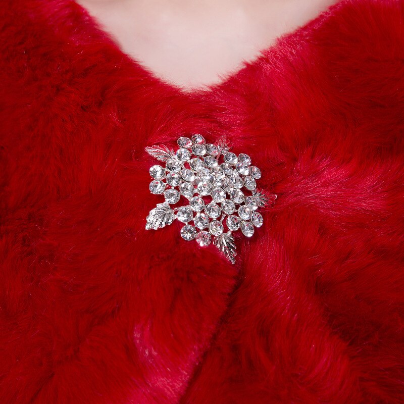 Ivory Red Wedding Wrap Faux Fur Bridal Shawl Weddi... – Grandado