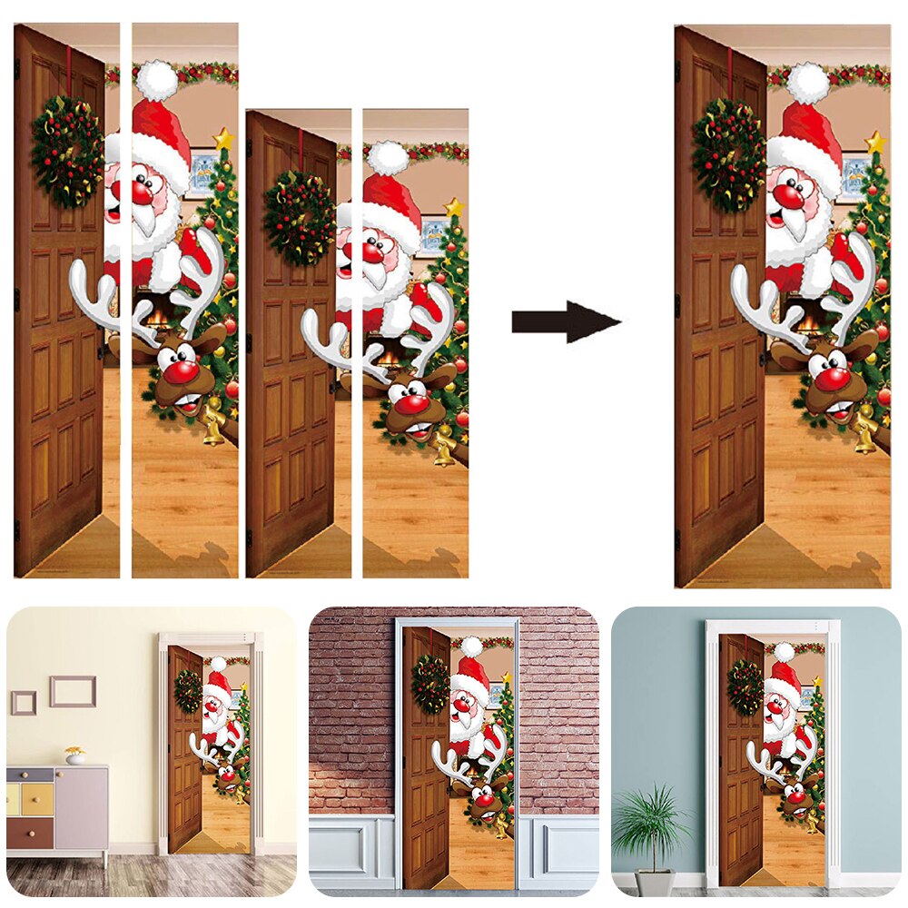 Christmas Santa Deer Door Sticker Glass Window Sti... – Grandado