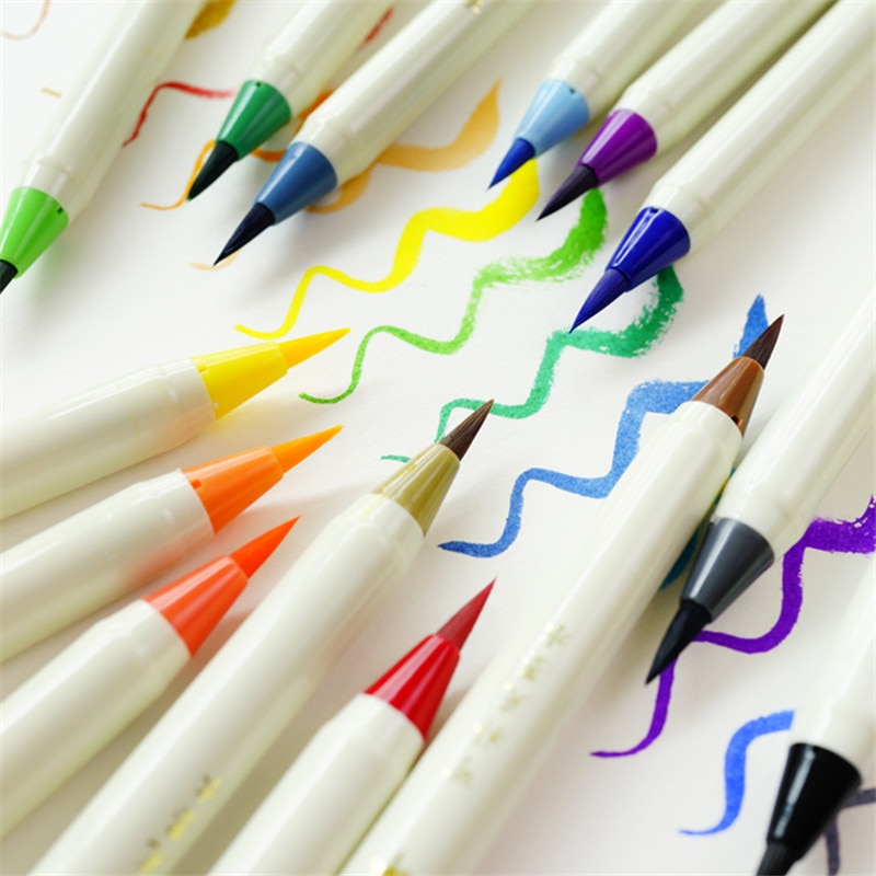 20 Colors Calligraphy Pens Soft Brush Marker Water... – Grandado